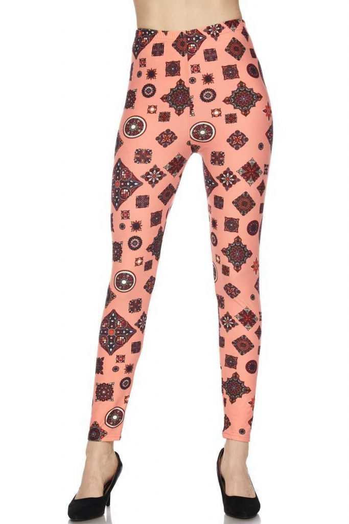 Coral Charisma Tribal Plus Size Leggings 1X-2X - Big and Sexy Sportswear
